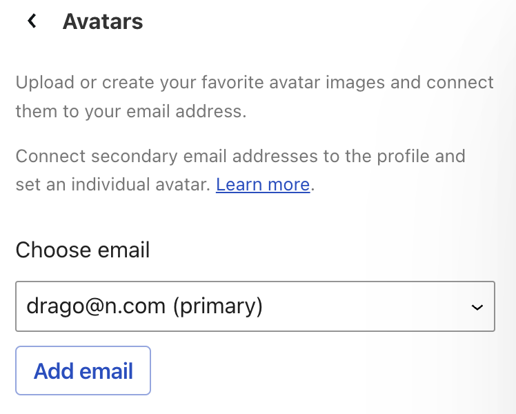 Secondary emails – Gravatar Support