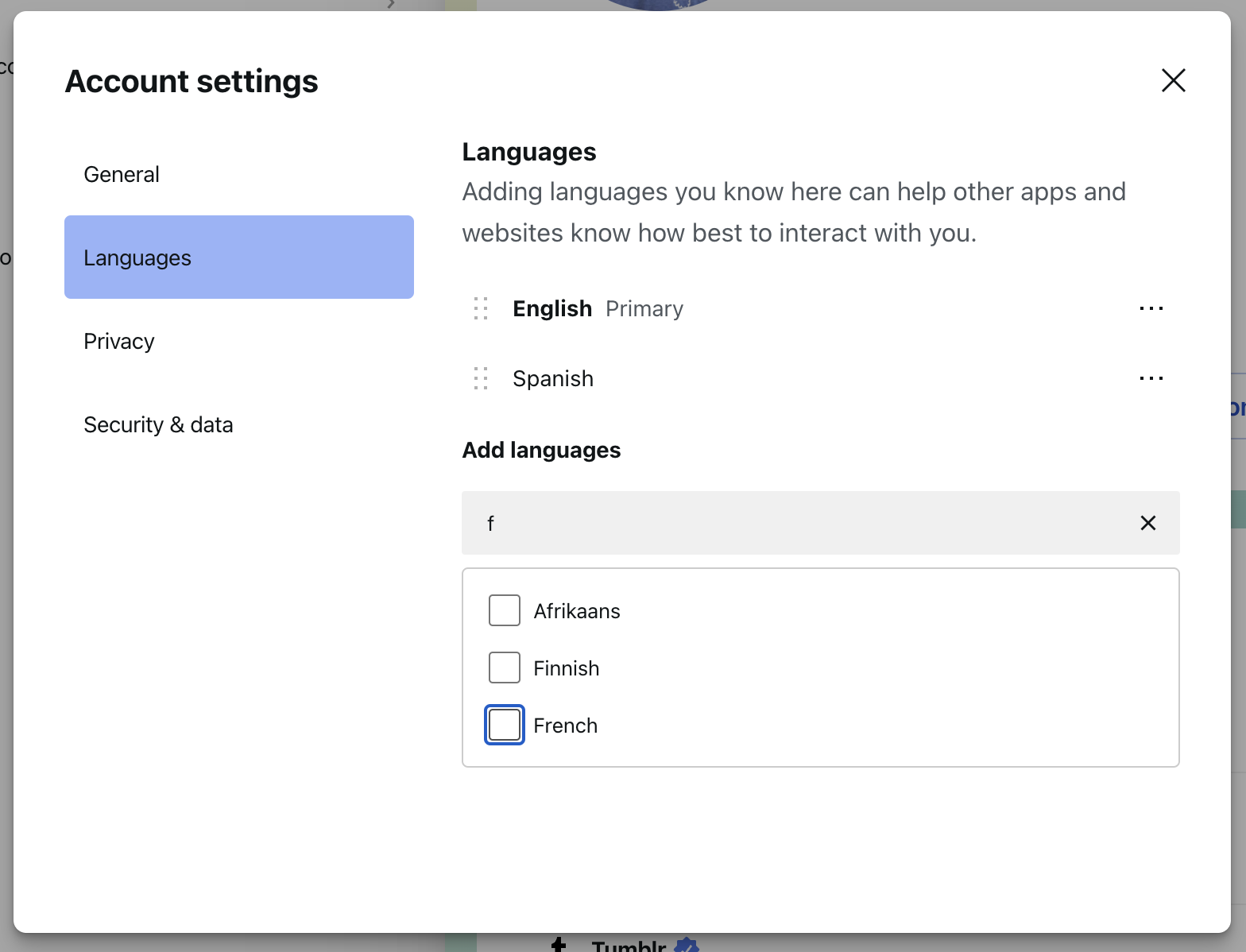 Account Settings – Gravatar Support